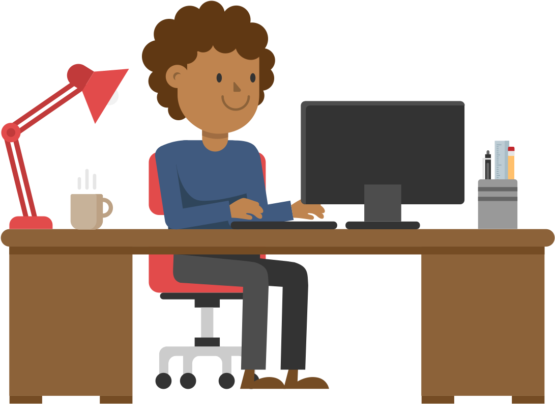 Open - Man Working On Computer Vector Png - Free Transparent PNG ...