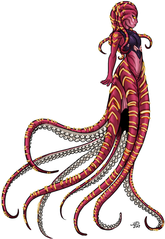 Download Young Scyleen By Prodigyduck - Merfolk D&d Octopus PNG Image ...