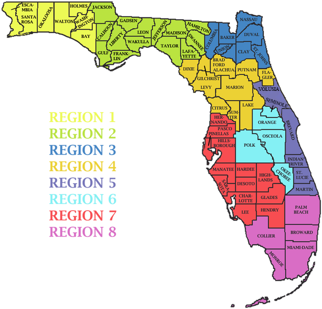 Florida Map Regions - Florida Region Map - Free Transparent PNG ...