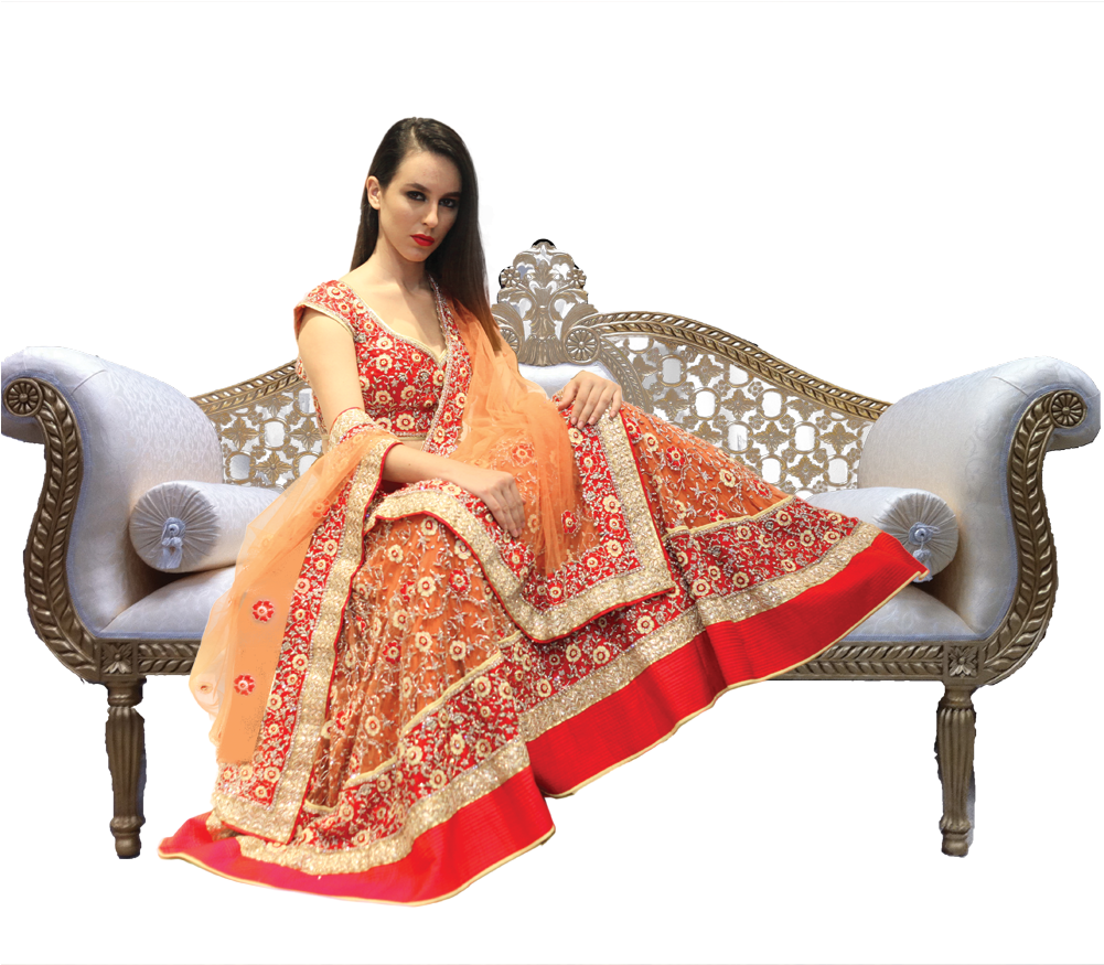 Download Red Orange Lehenga - Choli PNG Image with No Background ...