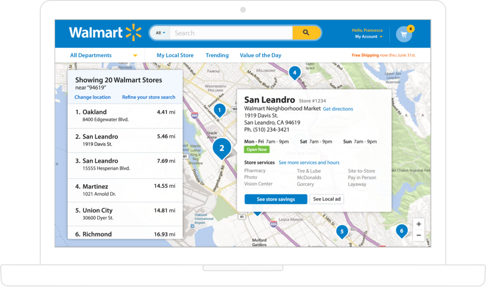 Redesign Of The Walmart Store Finder And Store Pages - Walmart - Free ...