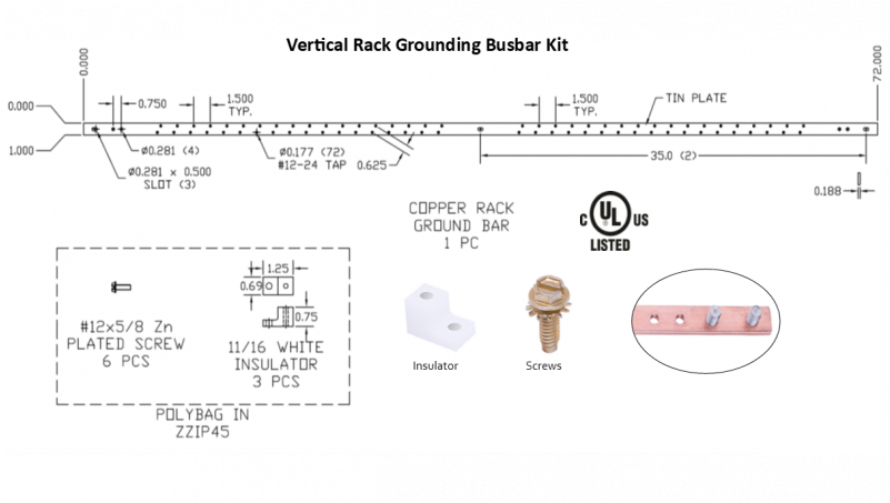 Download 72" Vertical Rack Bonding Busbar Kit - Pdu Cables PNG Image ...