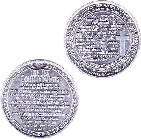 Download Ten Commandment Coins Tract - Gospel Tract Coins PNG Image with No Background - PNGkey.com