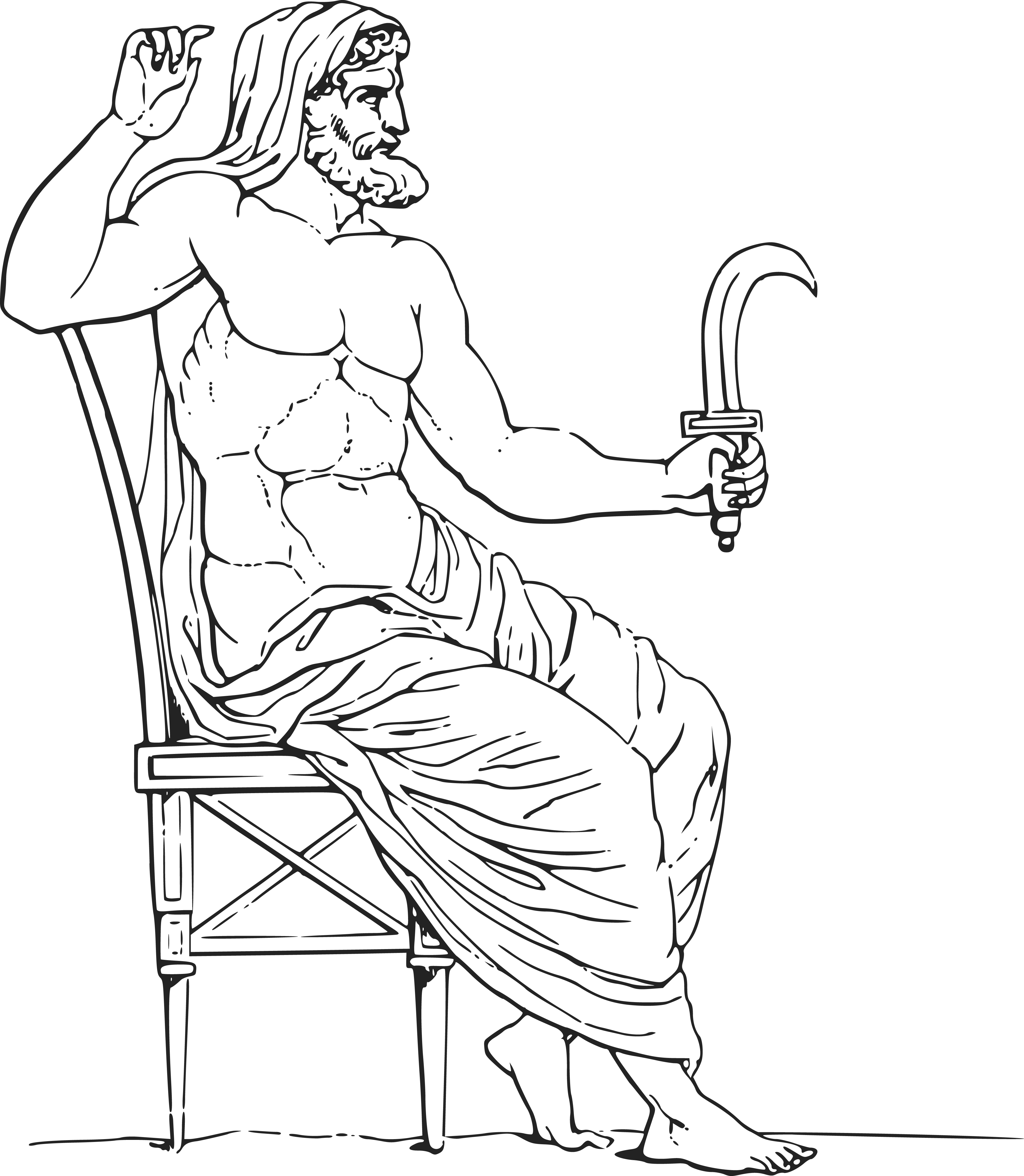Free Clipart Of A Black And White Greek Mythology God, - Png Greek ...