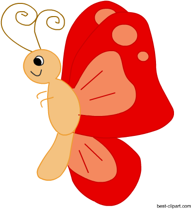 Red Cartoon Butterfly - Red Butterfly Clipart Png - Free Transparent ...