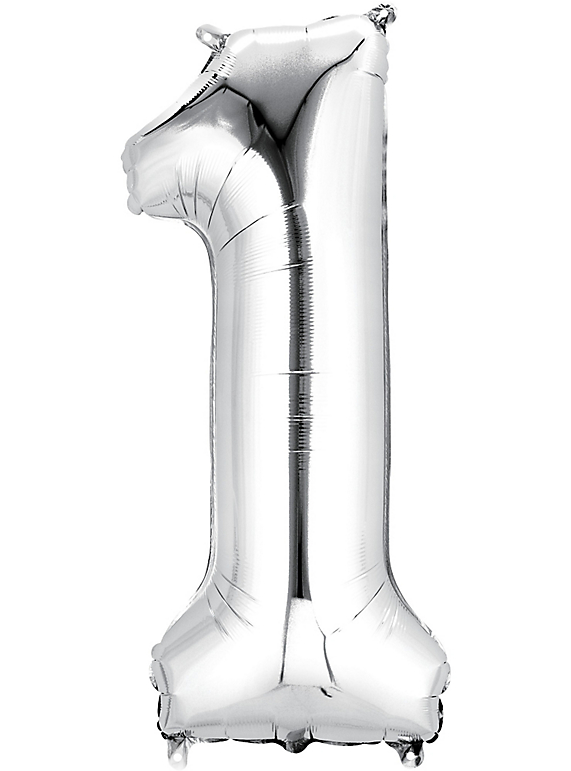 22inch Silver Number Balloons - Silver Number 1 Balloon - Free ...