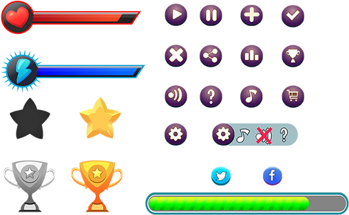 Game Ui Pack A - Game Button Ui Icon Png - Free Transparent PNG ...