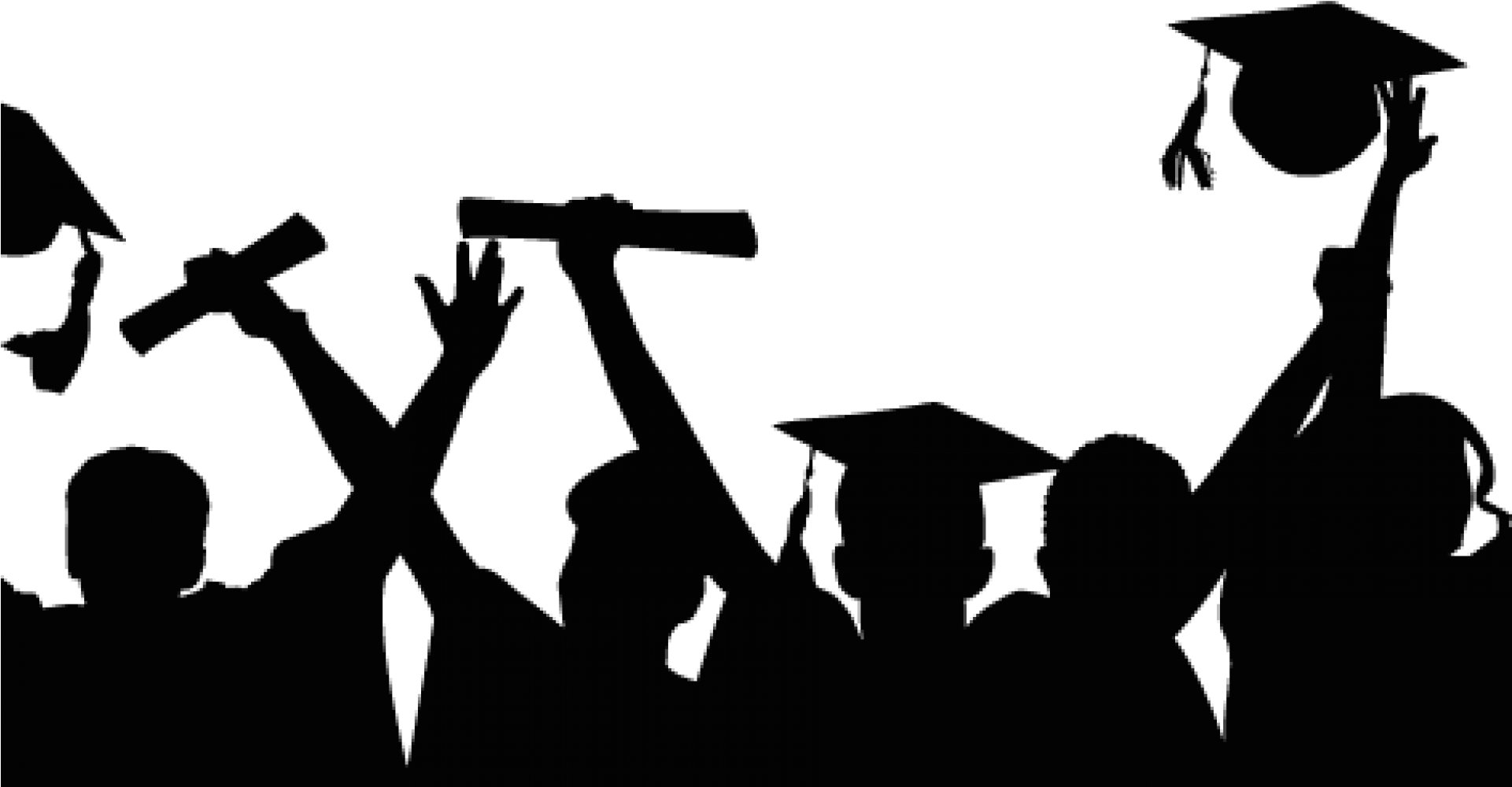 Cropped Graduation Celebration Silhouette - Graduation Clipart - Free ...