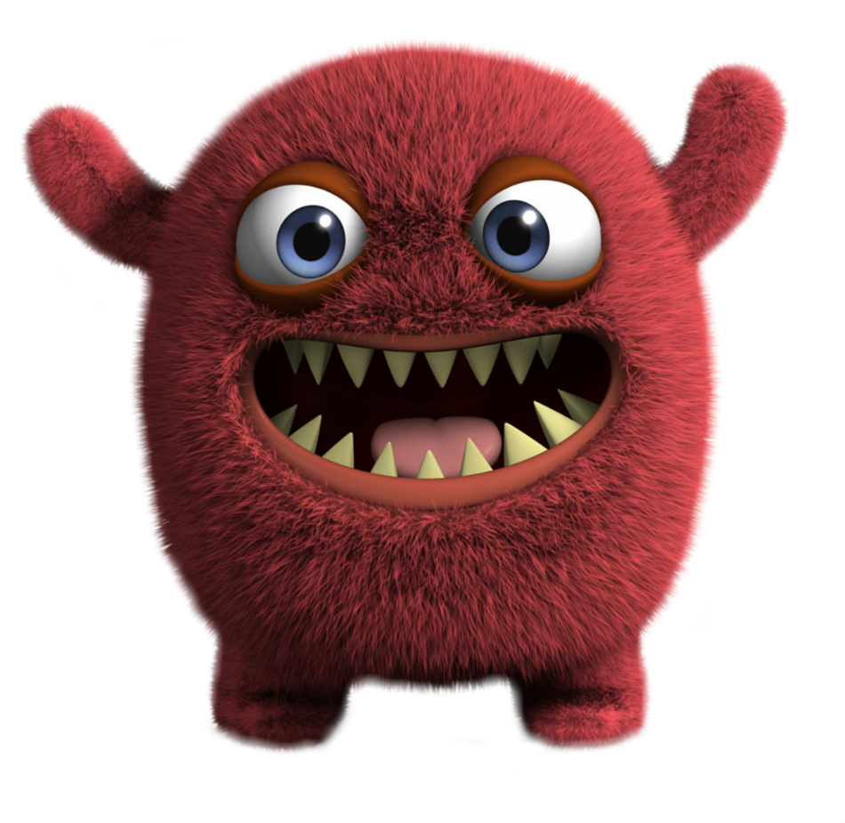 Red Cute Monster Scary Surprise Sweet - Cute Fuzzy Cartoon Monster ...