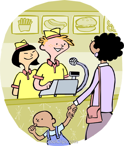 Download Mother With Child Ordering Fast Food Royalty Free Vector - Buy ...