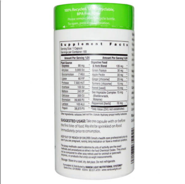 Download Rainbow Light - Advanced Enzyme System - 180 Vegetarian PNG ...
