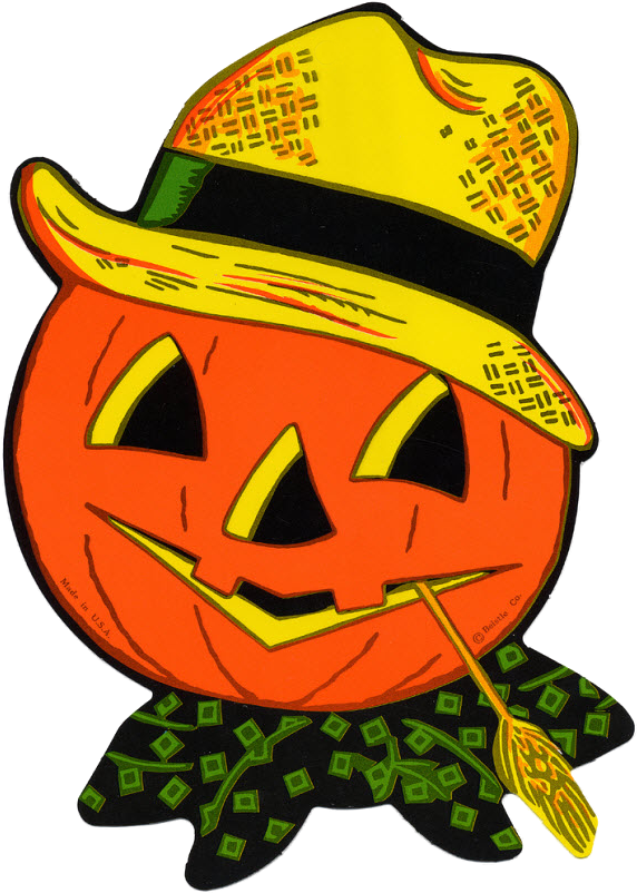 Download Beistle Pumpkin Head 2 - Vintage Halloween Jack O Lantern PNG ...