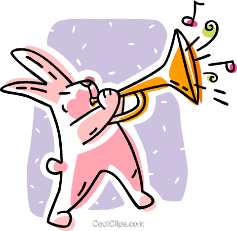 Easter Bunny Playing A Trumpet Royalty Free Vector - Easter - Free ...