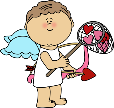 Cupid Catching Valentine Hearts Clip Art - Valentine Cupid Clipart ...