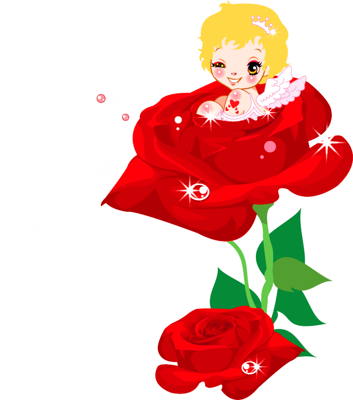 Download Rose Clipart Valentine's Day - Cupid With A Rose PNG Image ...