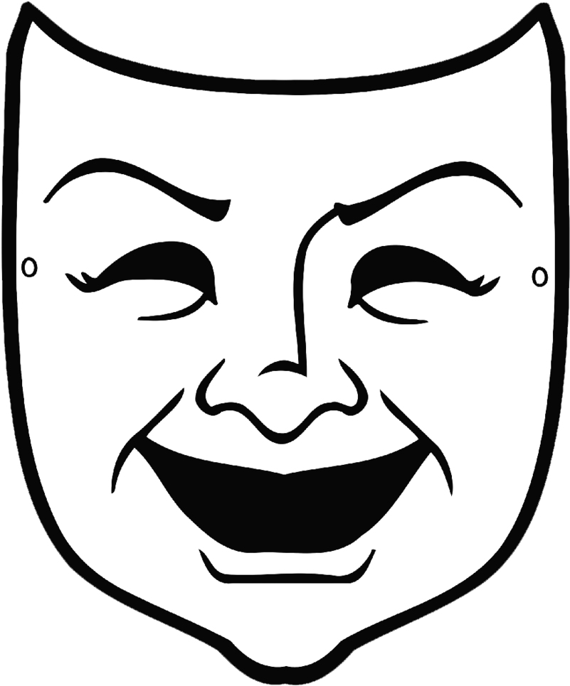 Comedy-mask Copy - Greek Theater Mask Templates - Free Transparent PNG ...
