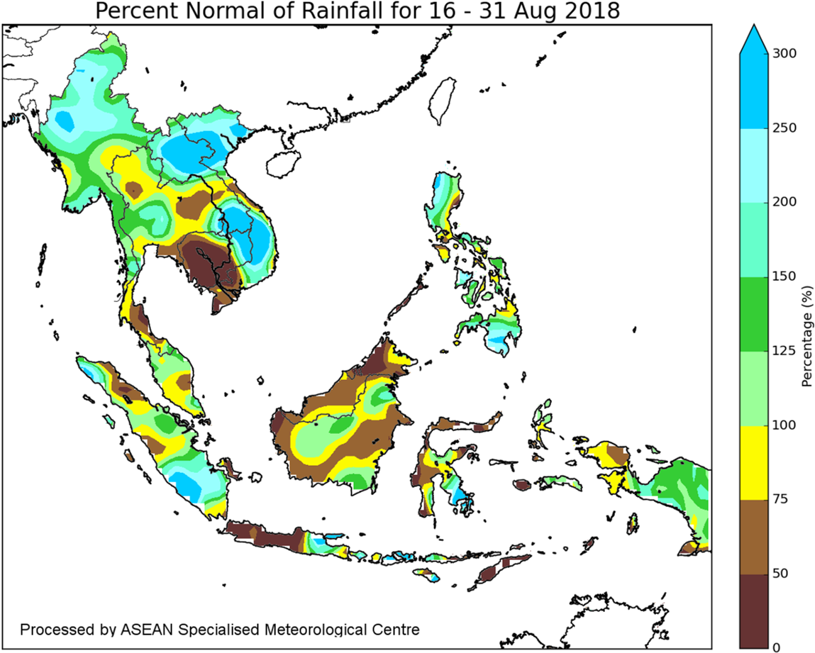 Download Percentage Of Normal Rainfall For 16 31 August - Indonesia PNG ...