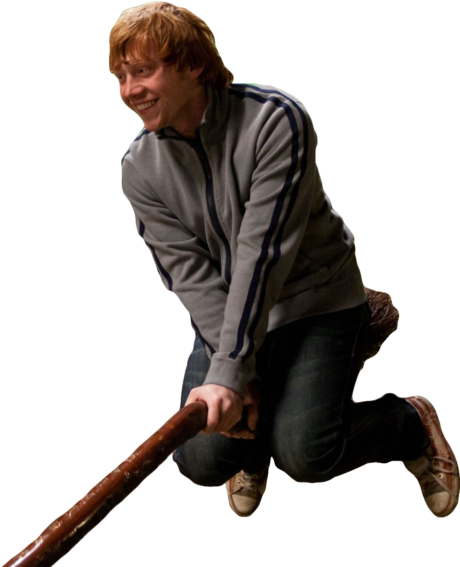Download Transparent Ron Weasley Riding A Broomstick - Ron On A Broom ...