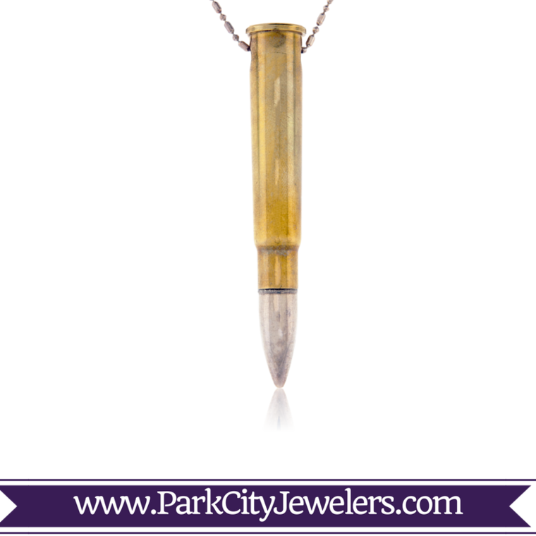 Download Silver Tipped Bullet Necklace - 3 Diamond Mountain Ring PNG ...