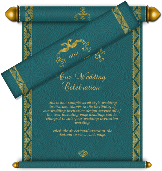 Dark Turquoise Indian Scroll Email Wedding Card With - Royal Scroll ...