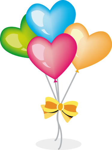 Coloured Heart Balloons Kids Sticker - Party Hats And Balloons - Free ...