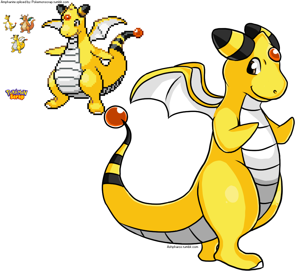 Download “ Ampharos X Dragonite Amphanite Spliced By - Cartoon PNG ...