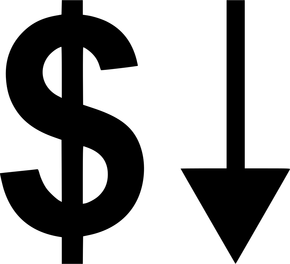 Download Investment Low Arrow Down Dollar Sign Comments - Icon PNG ...