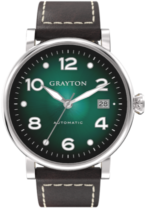 Download Green Gradiant Dial With Brown Leather Automatic Watch ...
