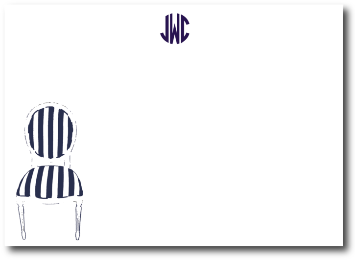 Personalized Notecards 3 Letter Mono / Navy Sophia - Paper - Free ...