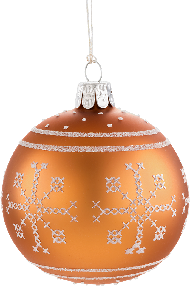 Download Christmas Bauble Orange With White Pattern, - Bauble Orange ...