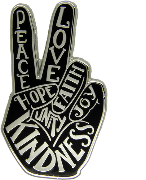 Download Peace Hand Pin - Peace Sign With Words PNG Image with No ...