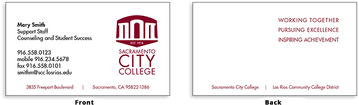 Scc Business Card Sample - Sacramento City College - Free Transparent ...