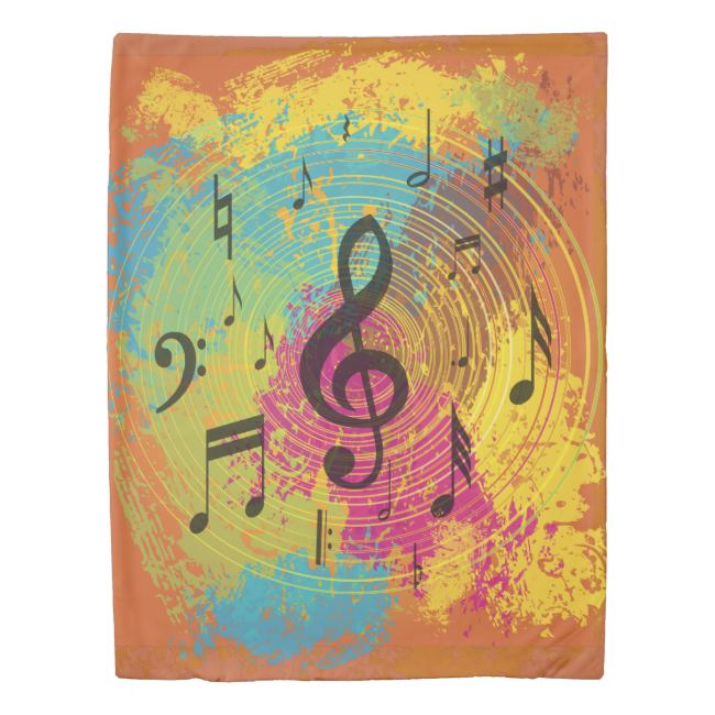 Download Bright Music Notes On Explosion Of Color Duvet Cover - Music ...