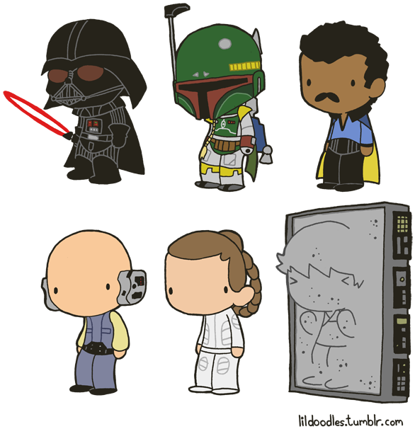 Star Wars Clipart Doodles - Cartoon Han Solo In Carbonite - Free ...
