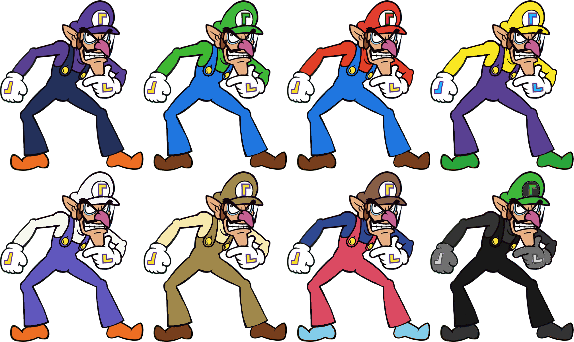 Download Lizuka's Alternate Color Mock-ups - Waluigi Colors PNG Image ...
