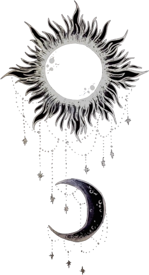 Tumblr Moon Sun Blackandwhite Black White Png Black - Sun Moon - Free ...