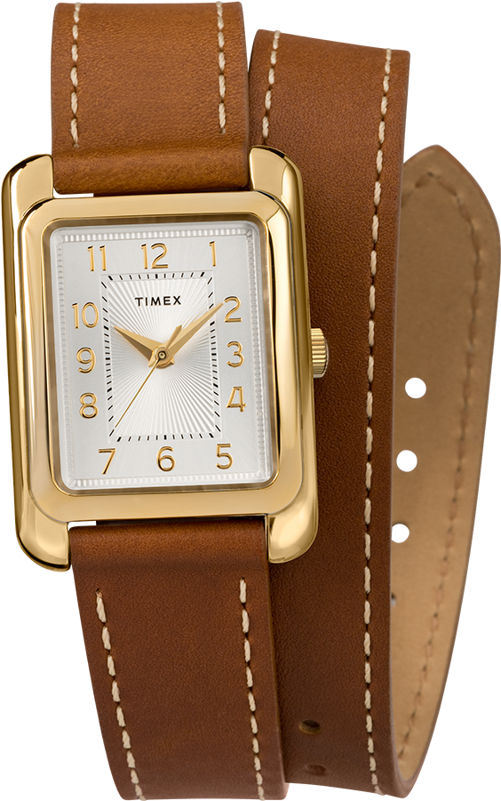 Download Addison 25mm Double Wrap Leather Strap Watch Gold Tone/brown ...
