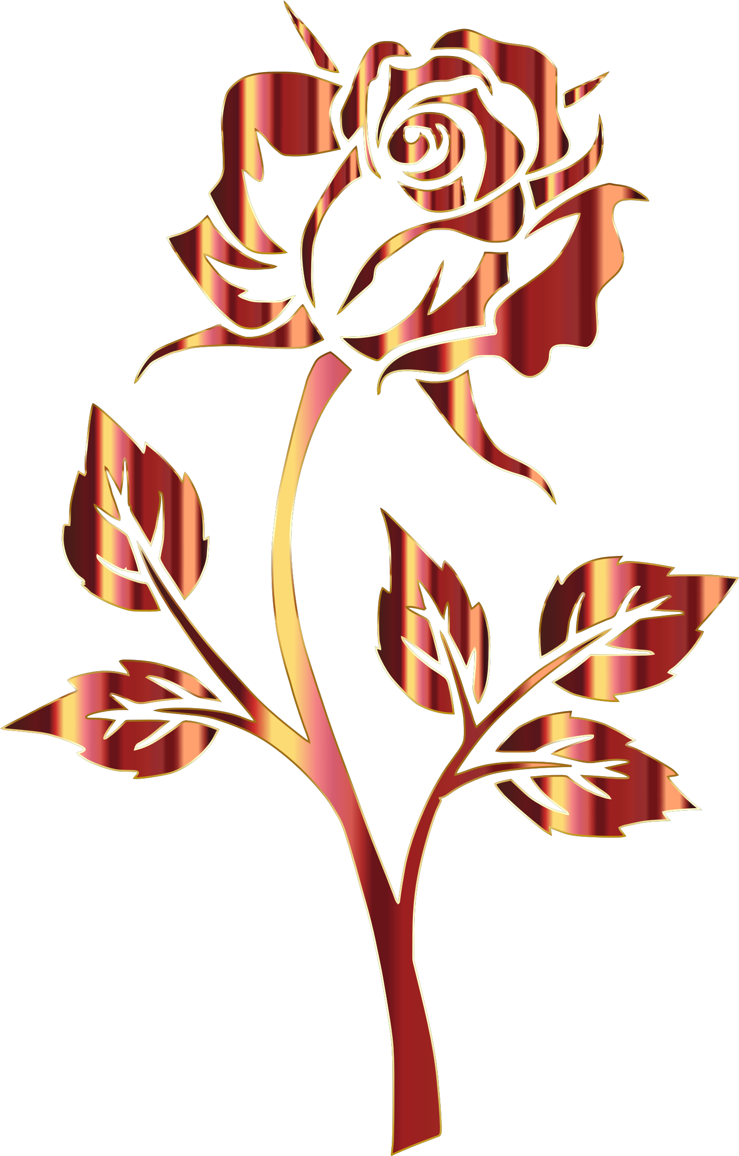 Polished Bronze Rose Silhouette No Background Banner - Roses Clip Art ...