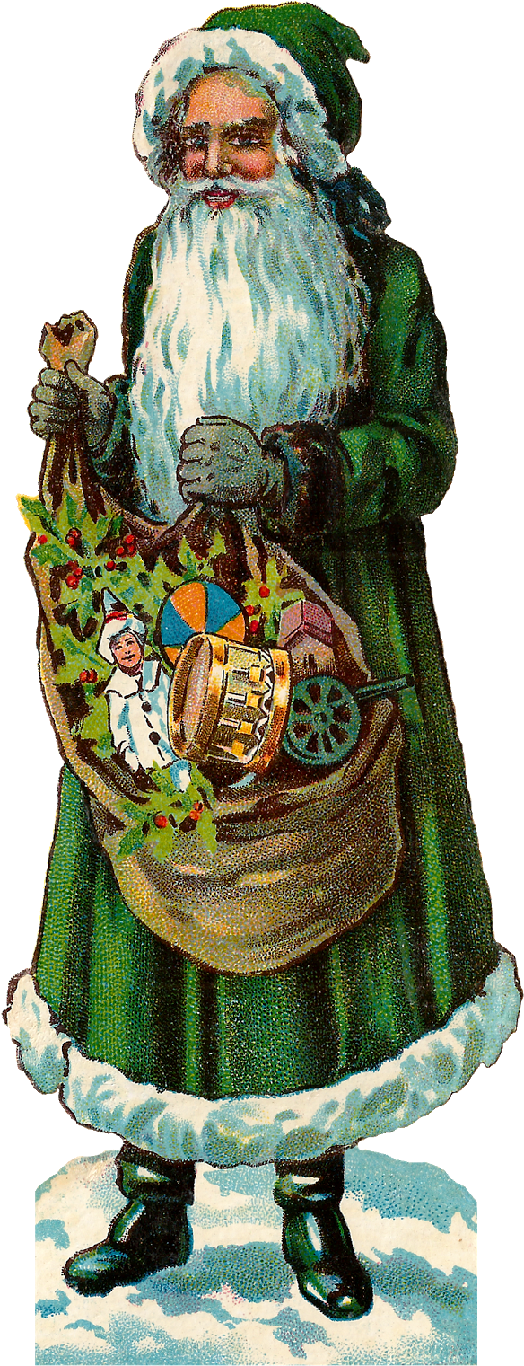 Download Santa Wearing Green Coat Image - Santa Claus PNG Image with No ...