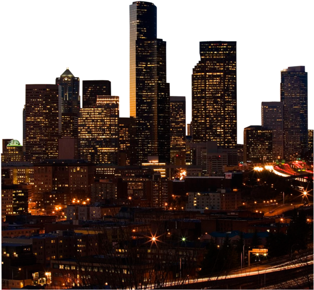 Seattle City Skyline - Night Building Wallpaper Hd - Free Transparent ...