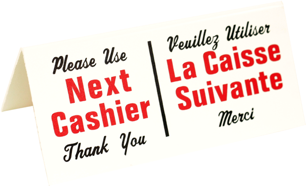 Bilingual Next Cash Sign - Please Use Next Cashier - Free Transparent ...