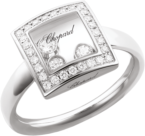 Download Zoom - Chopard Diamond Square Ring With 3 Floating Diamonds ...