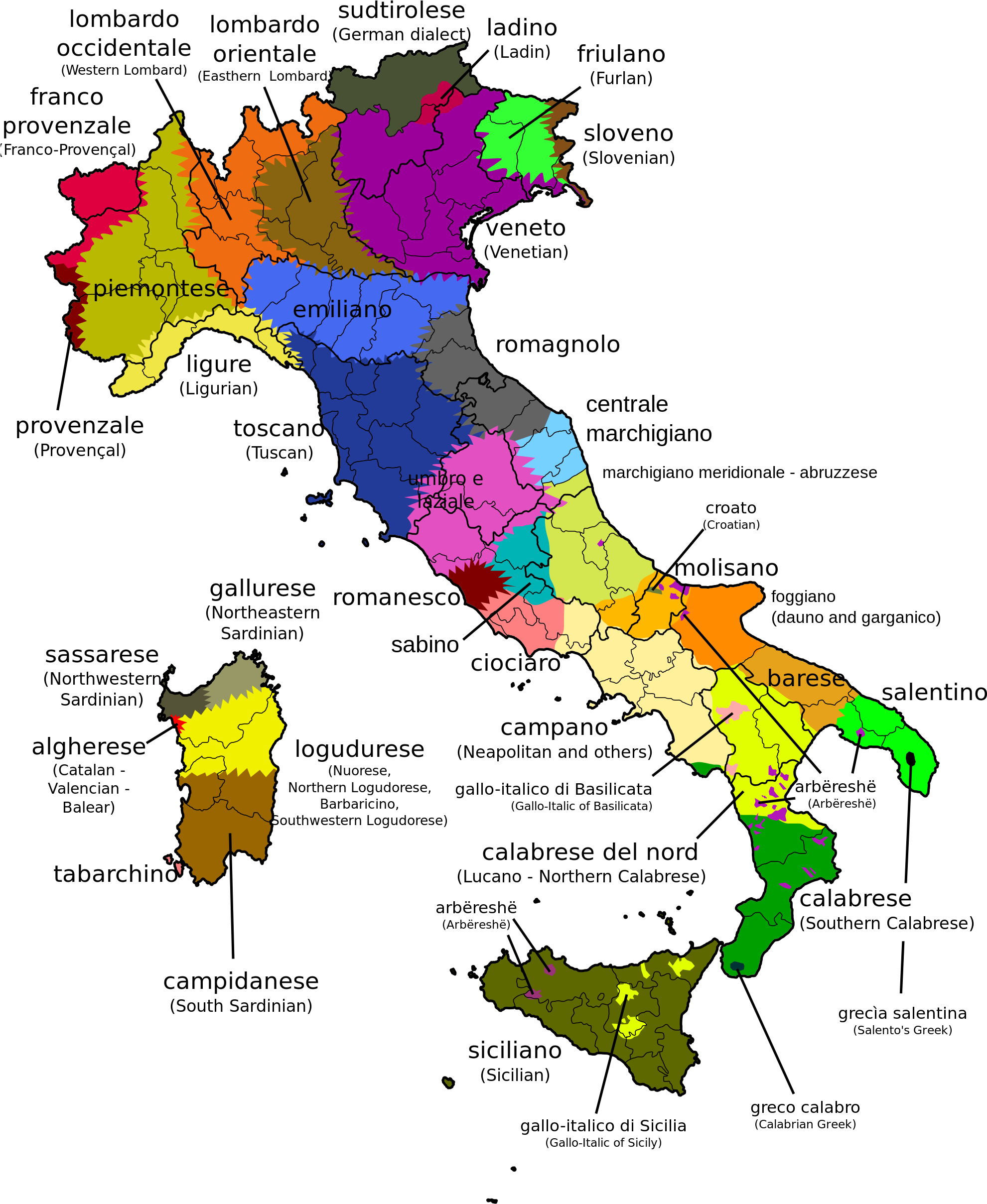 Download Linguistic Map Of Italy - Languages Spoken In Italy PNG Image ...