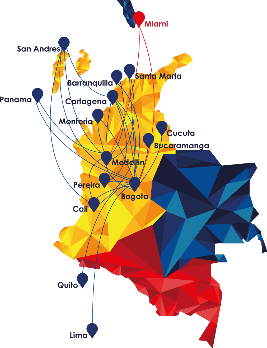 Viva Colombia Route Map - Viva Colombia Flight Map - Free Transparent ...