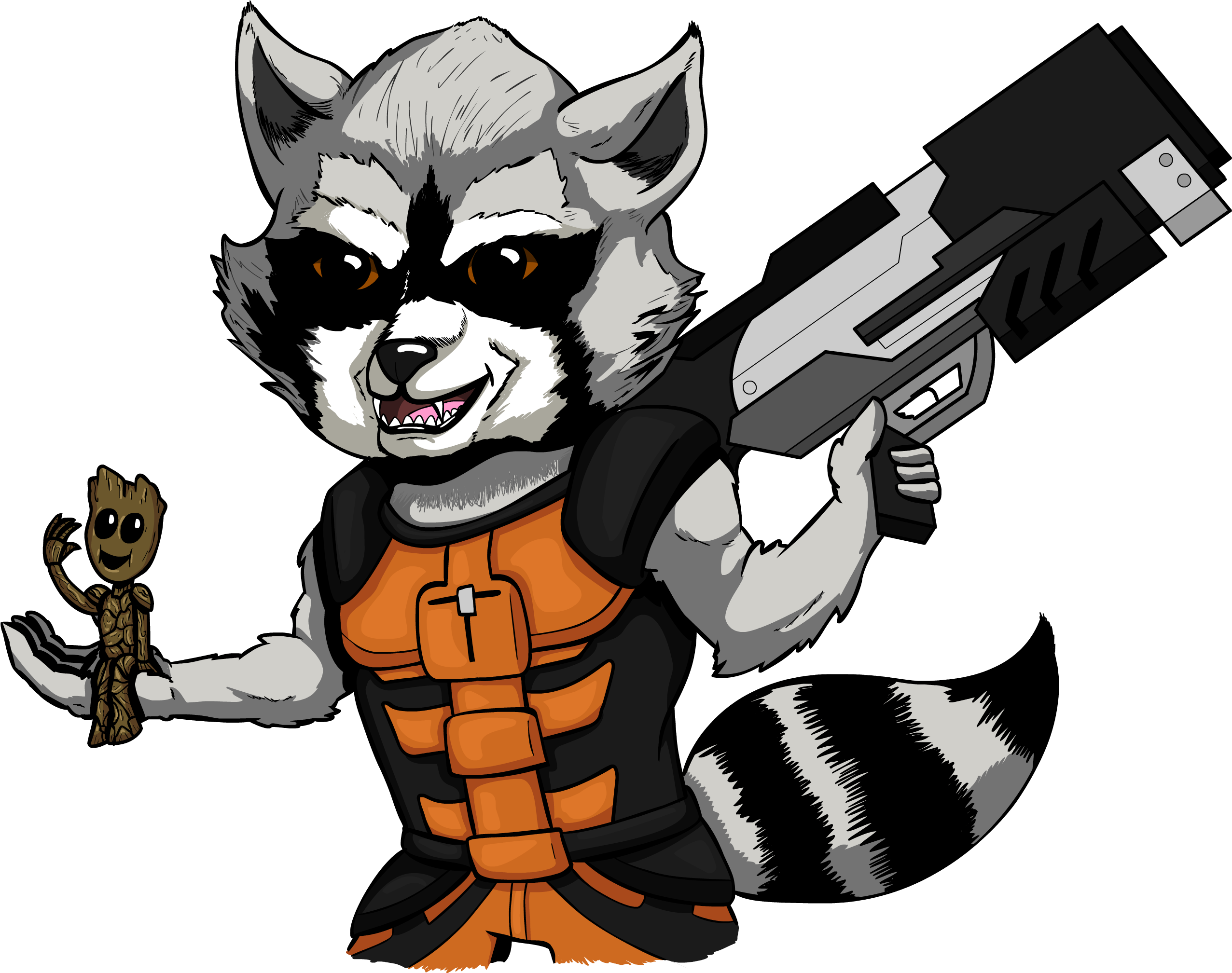 Download Rocket Raccoon - Drawing PNG Image with No Background - PNGkey.com