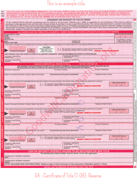 Download Ga Certificate Of Title 1 08 Reverse - Document PNG Image with ...