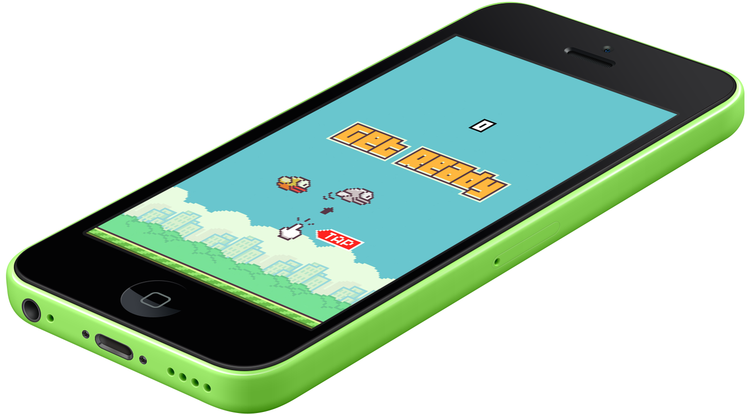 Download Flappy Bird Splash - Yellow Iphone Mockup PNG Image with No ...