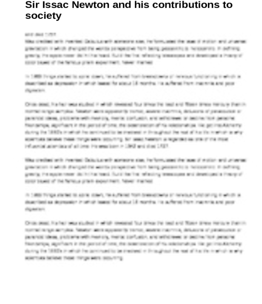 Sir Issac Newton And His Contributions To Societyby - Zundapp Ks750 ...