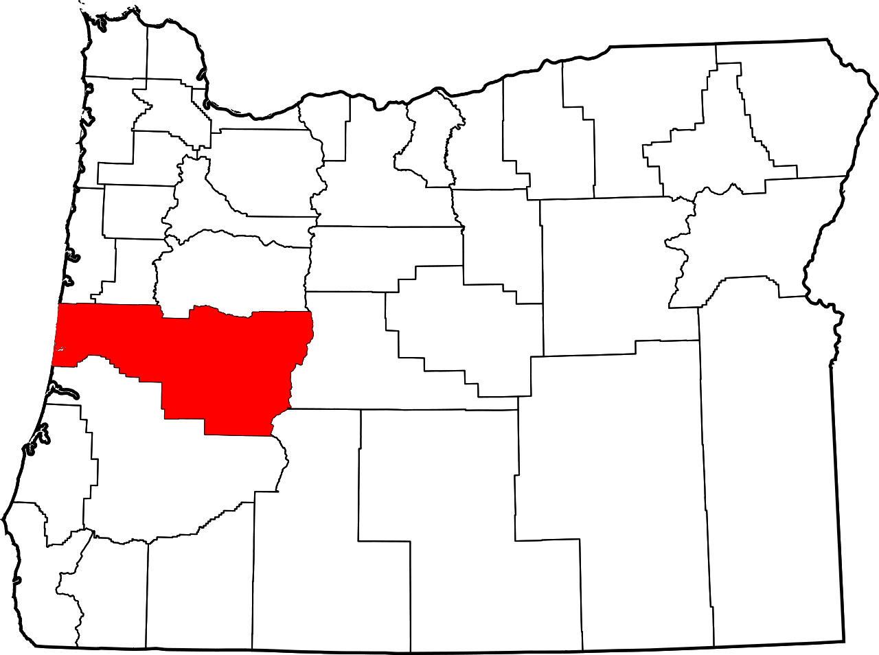 Map Of Oregon Highlighting Lane County - File Map Of Oregon - Free ...