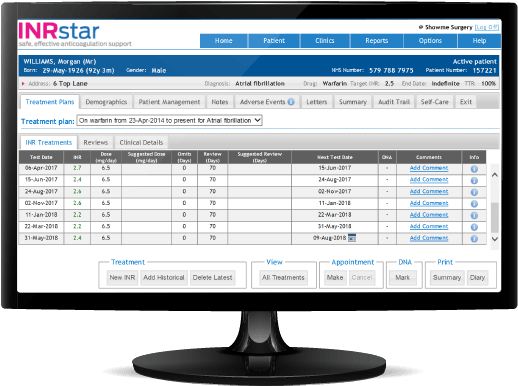 Download Inrstar Anticoagulation Software Treatment Plan Inr - Therapy ...